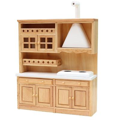 1:12娃屋doullhose迷你家具M347缩场景摆件微经典原木色娃环岛厨