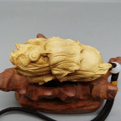 黄杨雕白KSL蜗牛手把件实木木雕刻文菜玩男士车内挂饰品摆木艺件