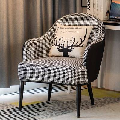 北欧单人懒人沙发意式轻奢铁艺休闲椅子阳台卧室客厅沙发椅老虎椅