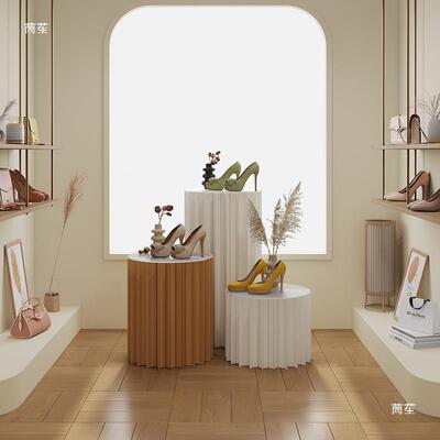 纸中岛展场示台店圆柱展陈示架商橱窗圆形产品列架服216装可折垒