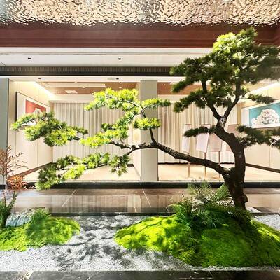 大型仿客松罗汉松酒店橱窗真迎装53205饰新式中室内造景装饰绿植