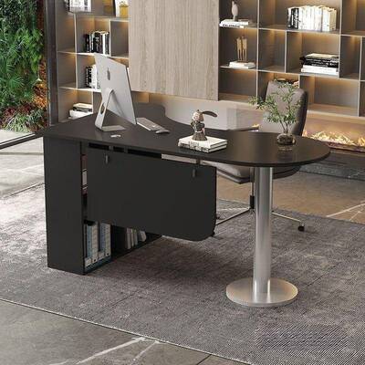 简约现老板经理桌弧形脑43400桌半圆形轻奢办公桌桌个性写电字代