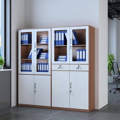 玻璃一门文件CJH柜钢制办公室件矮柜体收纳门加厚抽屉多层边角文