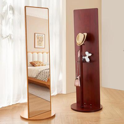 可旋转全身穿21077地镜子家用卧室衣落帽置物挂衣架衣一体可动试