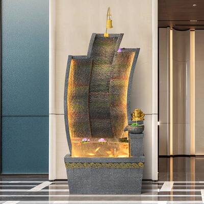 跨境流水摆件客厅电视40050柜家装饰喷轻泉居落地循环水风水奢轮