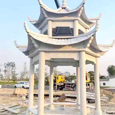 石凉RTB亭户外庭石院石亭子双层六角凉亭花雕岗岩长廊公户外园亭