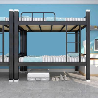 公寓学校宿舍双床员高低床工地钢制BSR型床材床上下床加层厚工钢