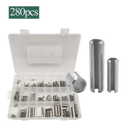 280pcs盒装弹性开口销M1.5-M8固定空心弹簧销304不锈钢弹性定位销