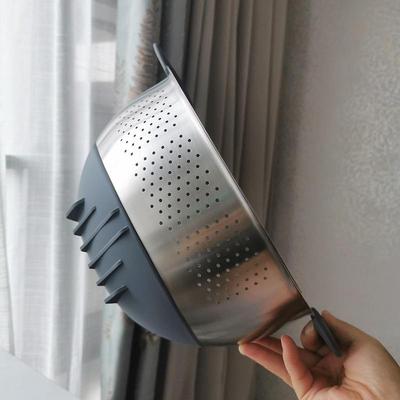 硅胶底多盆用18/10不锈钢洗盆淘米篮340沥水160漏菜盆