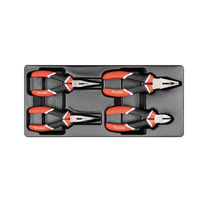 YATO4件套钳子组套三色柄钳子托盘组套YT-5534钢丝钳尖嘴钳斜嘴