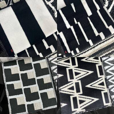 门幅140cm绒布仿割绒黑白条纹绒布沙发布黑白几何绒布抱枕布软装