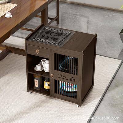 移动茶自桌家用小几茶台实木茶车茶茶具套IAS装全烧动水壶一体茶