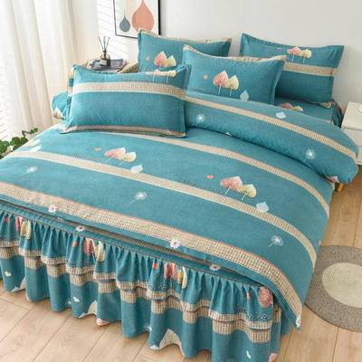 加ZQ磨毛厚床裙款四件套士一女米五0单独床罩套单件2F66HM9.m裙式