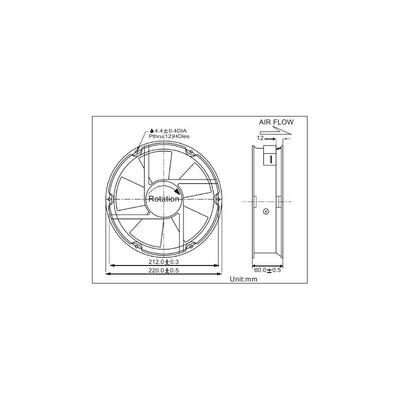 22CM小型轴流风机22060ALB20V6522厘米W机箱机柜2风扇散热风扇