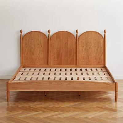 全大实木樱桃双木人床38256小户型婚简约日式复古主卧床床黑胡桃