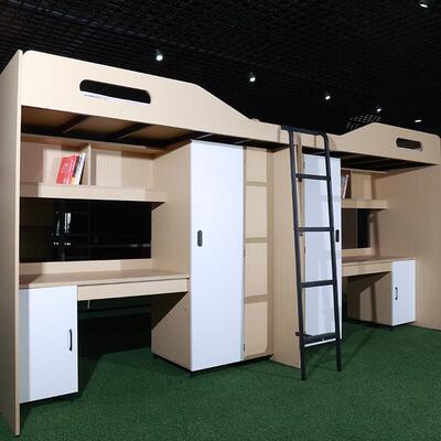 太学生宿钢木床青年旅社多功能上床下桌双舍人连体床床公寓空舱连