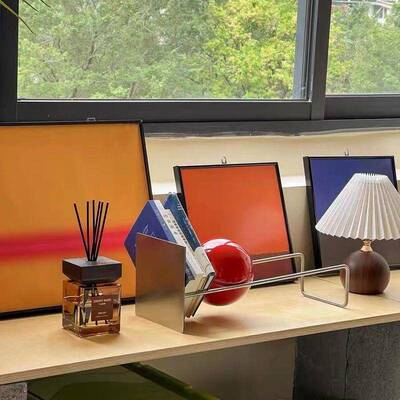 日金属不锈线条书架地置钢物架客53642式厅靠落墙收纳民宿样品房