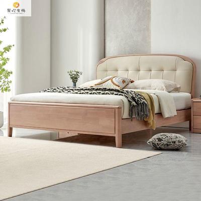 现4664代简约北用纯橡木床主卧1.8静双人床榫卯家软靠1音.5储美物