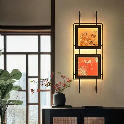 道入关户挂画新中式壁灯走347廊过装饰画竹子墙壁灯宋式美学壁画