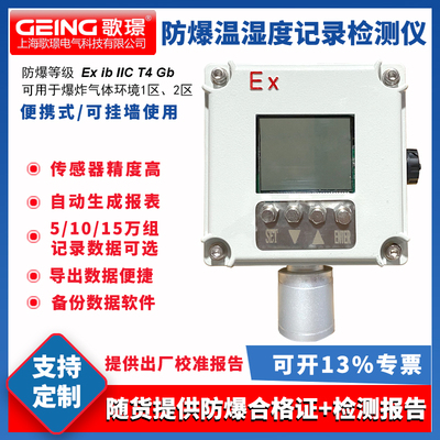 GJ51010R高精度电子数显甲乙类危化品仓库房防爆温湿度记录检测仪