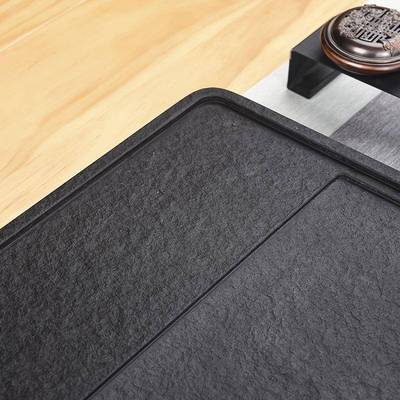 天然乌石茶盘家用石头茶台石材大石号盘排水火烧面一式简约黑茶金