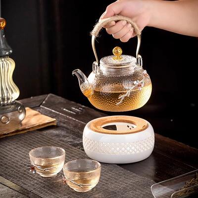 wcl235耐热玻璃花茶壶带保温电陶炉加煮茶器下午茶具套装热蜡滤烛