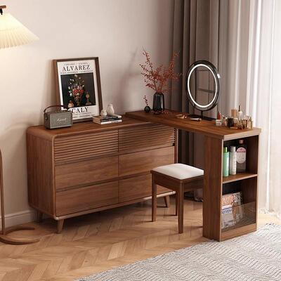 202台5胡桃木色收梳妆台妆桌化妆感卧FML-SZT化室化妆台斗柜一体