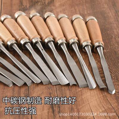 厂家直供木匠工具手凿动根雕雕雕刻装刀木工凿雕花12件套木带IEM