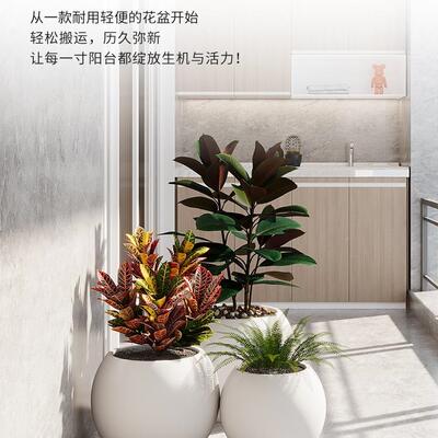 玻璃F989TTM6钢加大盆阳台圆形组合店花植钵庭院户外种花器铺办公