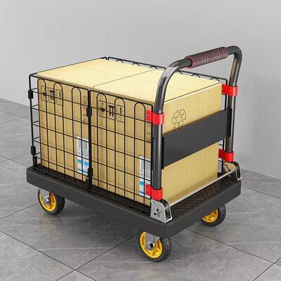 CY-S4455围小栏平板车手推车折叠音推车拉货四轮运搬静车家用小拖