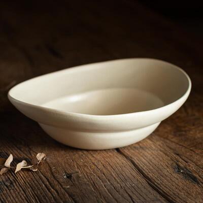 素火哑光米双白橄榄汤耳碗元宝碗面汤碗点心盘水果盘深盘AVQ盘沙