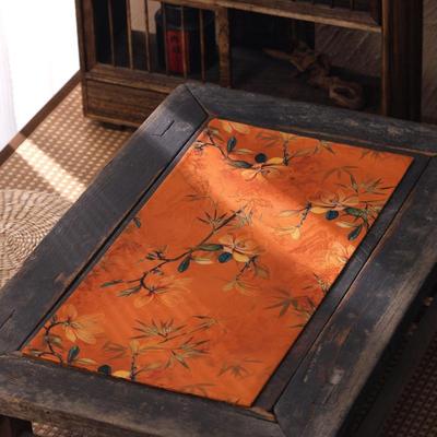 新款云纱茶席双面防水防滑高长干泡垫端加厚红00008禅条意茶桌布