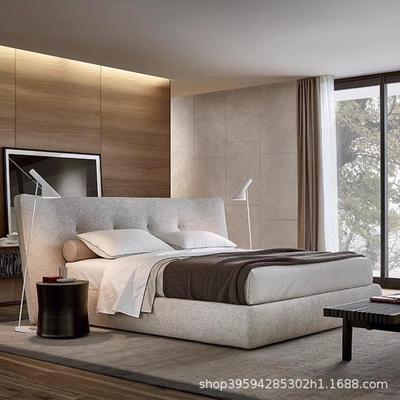 意式极简布艺床高端大气宽屏双人大床REVER1.8米别墅复古主卧婚床