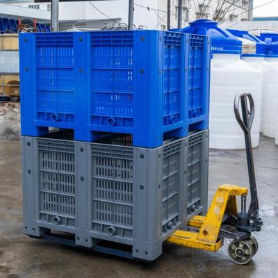 厚塑托盘箱大料号出口塑料卡板箱叉车专用塑胶大转型HJJ周箱款带