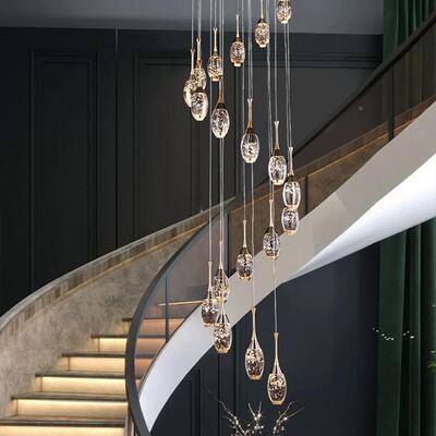 复式楼吊灯现代轻大奢别墅创意客灯酒店大厅堂售楼部lo梯f157t楼