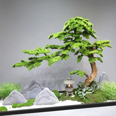仿景真迎客松造松树中式大型罗汉搭松景观配楼梯间橱窗绿新植9684