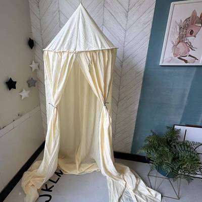 家用圆顶婴儿床幔遮光挡风床帘布帘子儿童床头蚊帐免打孔安装床幔