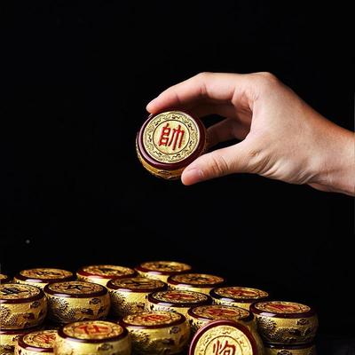 慧仙旺金鎏丝楠木中国象棋雕龙金磁吸折便携式叠盘家用象HKL棋棋