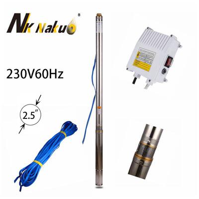 2.5inch不锈钢多级深井泵220V60Hz井用抽水泵1Hp潜水电泵1