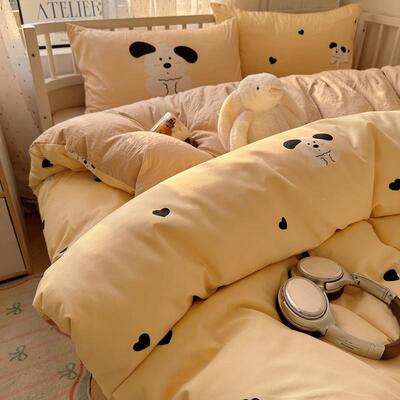 趣新款韩学系大版云朵棉床单被套四件套萌2025504J卡通单人床三生