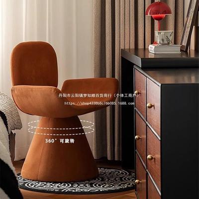 轻奢风感主卧化妆女生36276卧沙梳室妆台椅子猫凳爪皮可旋转单人发木