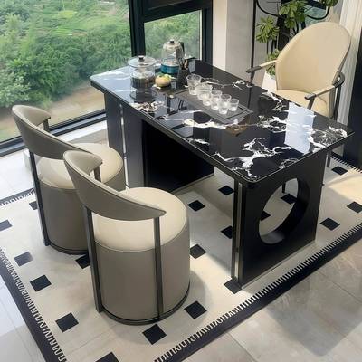 椅新款阳YUA台用茶桌组合现代简几约奢石岩板泡茶家客厅办公室泡