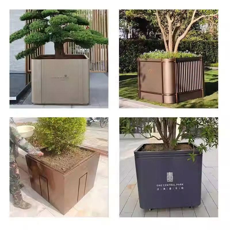 定制户外不锈钢花箱商业街售楼部种植箱花坛市政景观园林花池铁艺