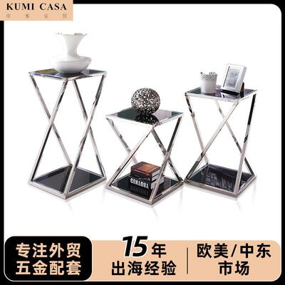 设无品牌/计师约简创意玻璃几卧室茶客厅家用不锈钢现代沙发几方