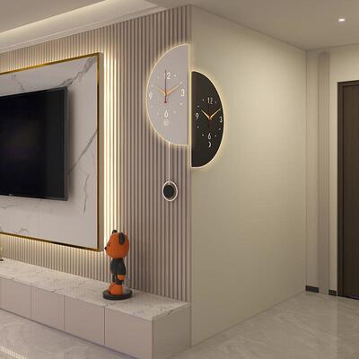 代双面转角时钟拐角RRQ现表客厅挂钟新款挂家挂用墙简约钟表