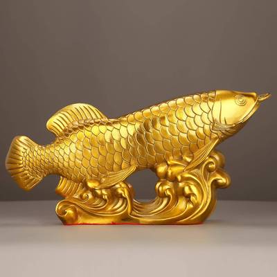 铜鱼摆件1235年大号黄品铜金居龙鱼年有鱼鲤鱼家居装饰客厅家店铺
