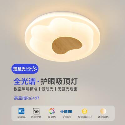 儿顶童房卧室灯原木奶油风温馨浪漫猫爪孩吸灯创LM3713意男孩女间