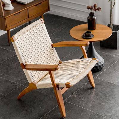 厅Z式编y日简约懒人单人绳沙发椅245客阳台休闲椅子实木躺椅