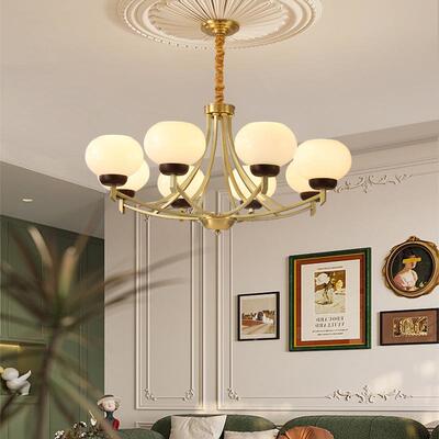 美式142复古厅灯8vintae中古吊灯法式轻奢g魔豆餐厅胡桃客木色灯6