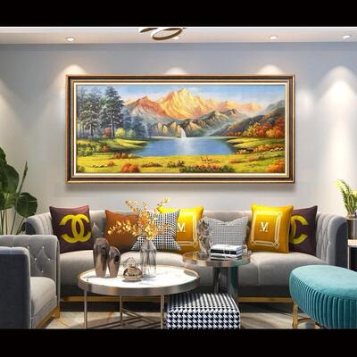 梵高丰画收肌KIX理油饰画式客厅风景壁画美式挂画欧麦田装画名大